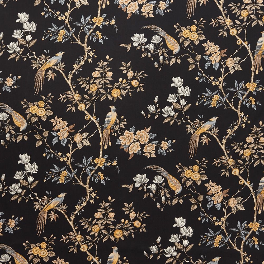 Sakura Kyoto Obsidian - Cotton Fabric | Curtains, Cushions, Upholstery ...